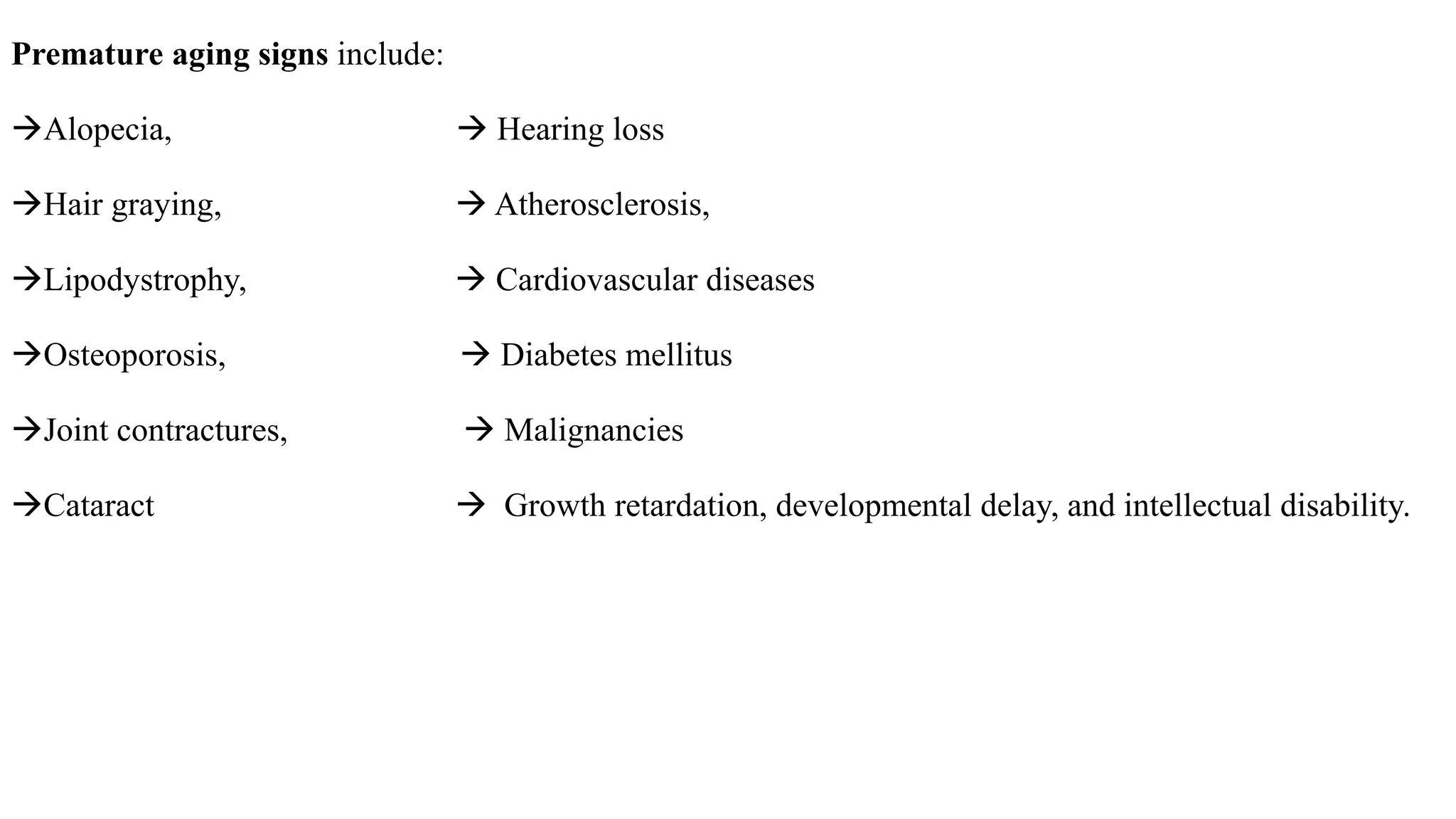 PREMATURE AGING SYNDROMES AND THEIR CLINICAL MANIFESTATIONS | PPTX
