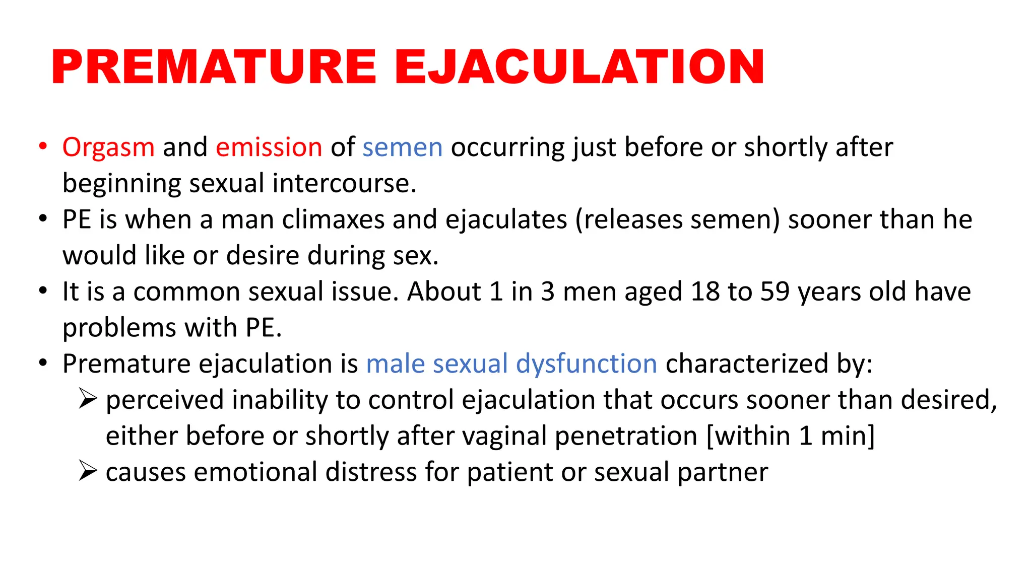 PREMATURE EJACULATION MALE REPRODUCTIVE | PDF