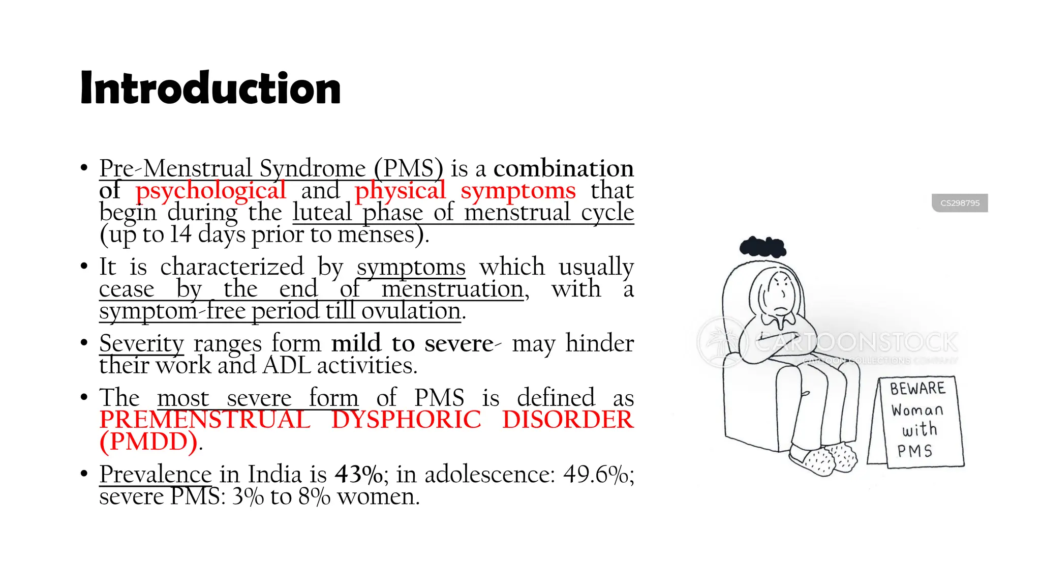 Pre Menstrual syndrome (PMS)- Adolescent disorder | PDF
