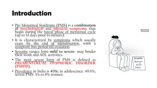 Pre Menstrual syndrome (PMS)- Adolescent disorder | PDF