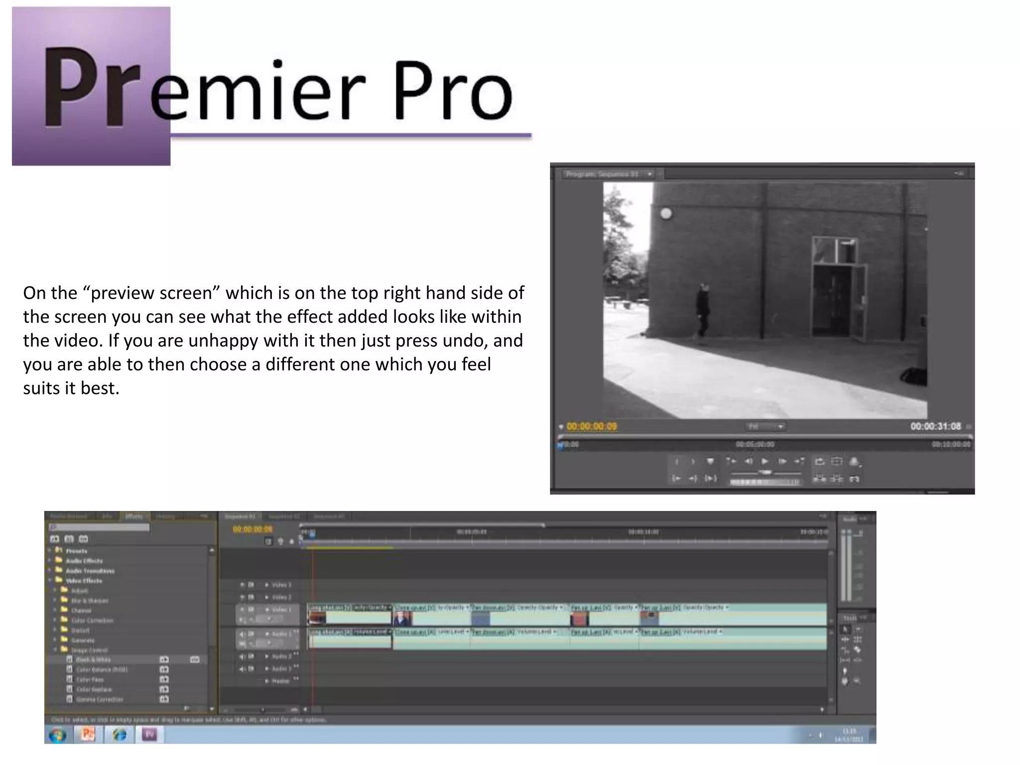 Premier Pro tutorial | PPTX | Photo Editing Software | Computer ...