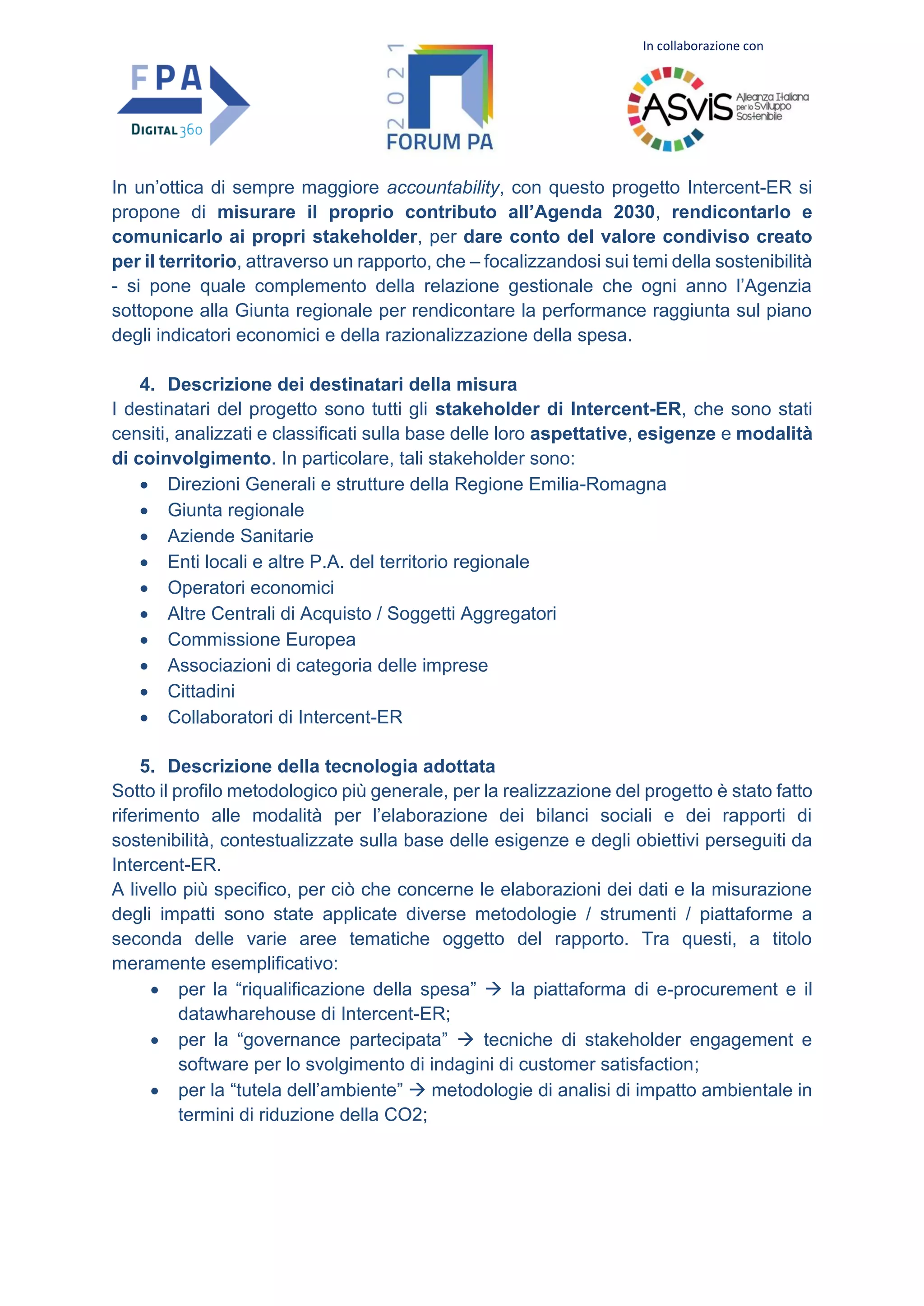 Il contributo di Intercent-ER all'Agenda 2030 e agli obiettivi di ... Il contributo di Intercent-ER all'Agenda 2030 e agli obiettivi di ...