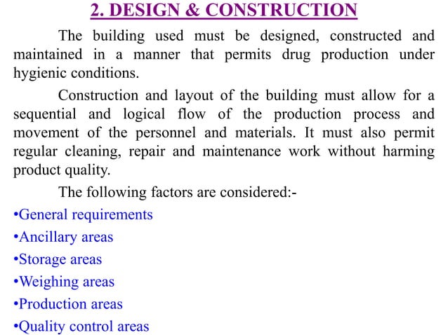 Premises - Part of Good Manufacturing Practices | PPTX