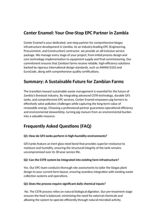 Premium Biogas Solutions-GFS Tanks and Double Membrane Roofs for Zambia ...