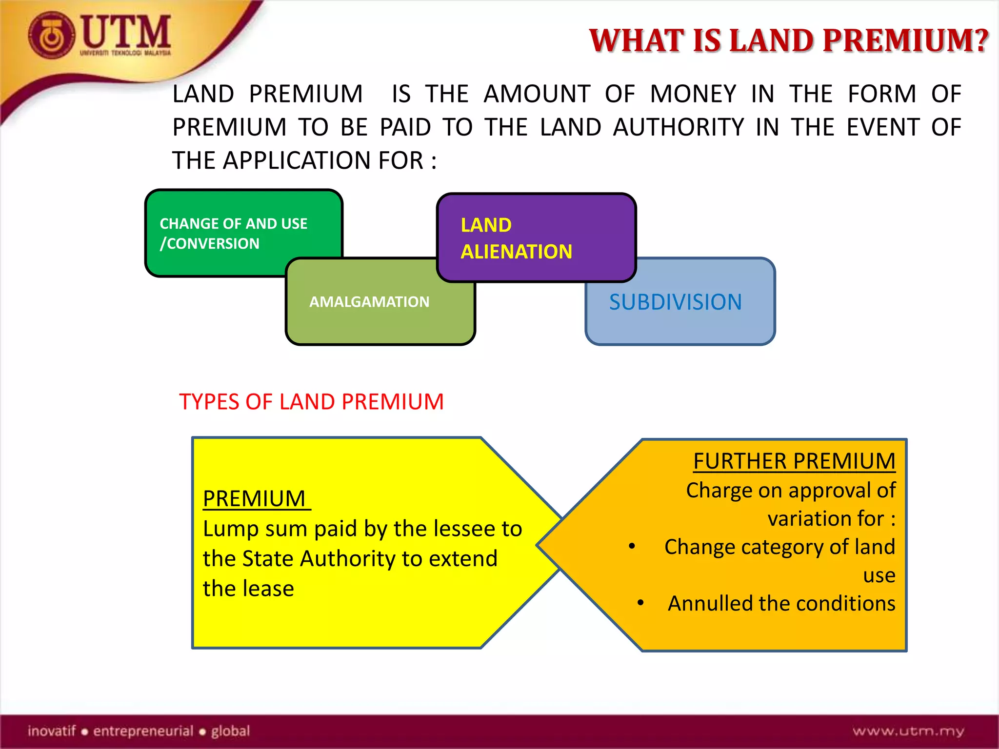 Premium for land alienation | PPTX