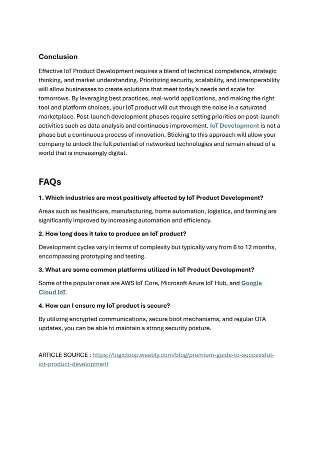 Premium Guide to Successful IoT Product Development | PDF