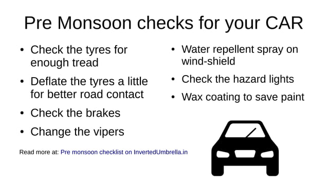 Pre monsoon checklist for Home, Health, Cars in India | ODP | Auto ...