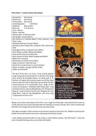 Prem Pujari Review-analysis | PDF | Soundtracks, TV and Showtunes | Music