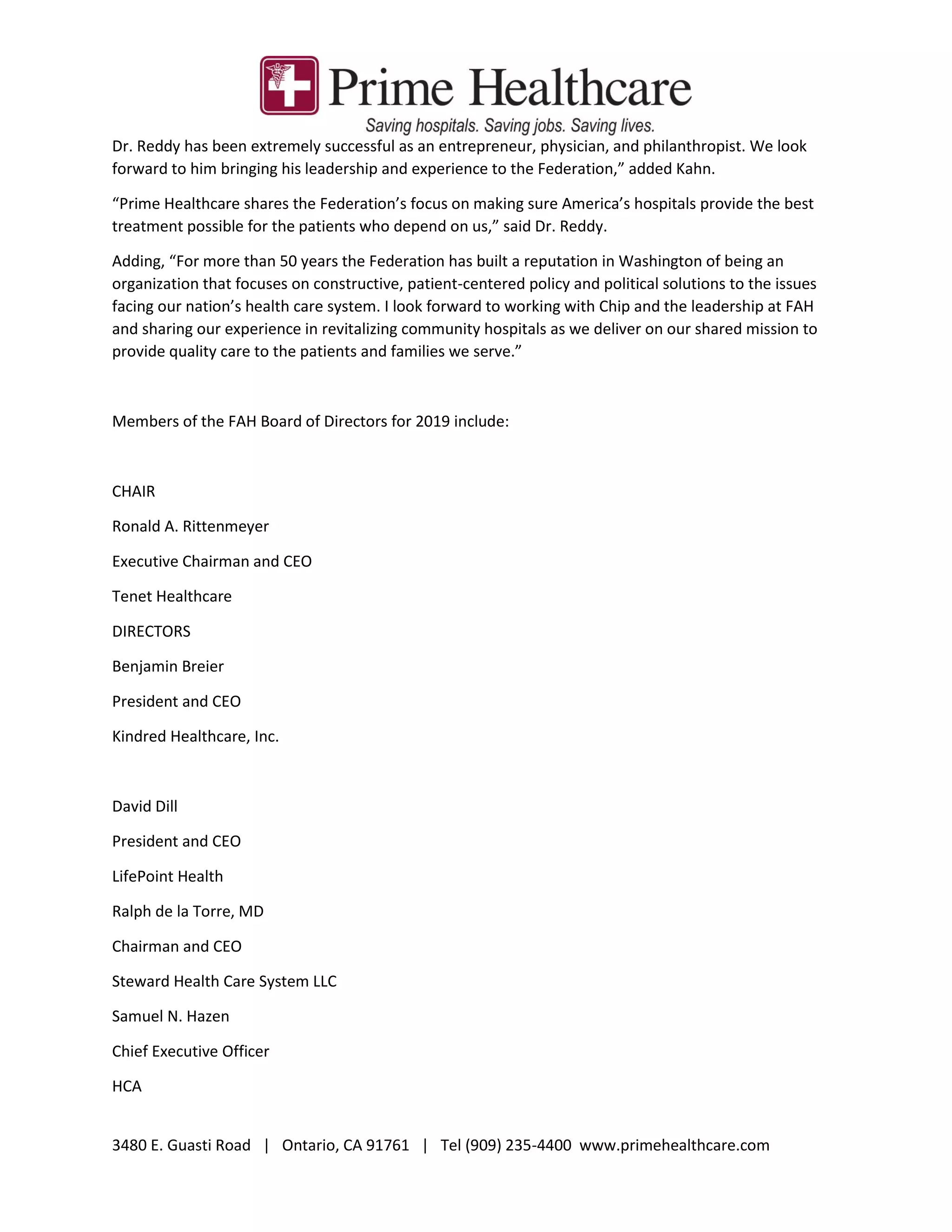 Dr. Prem Reddy, as Chair-Elect for 2021 Board of Directors | PDF