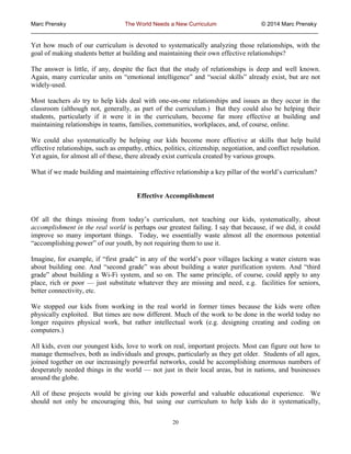Marc Prensky (2014)_The World Needs a New Curriculum | PDF