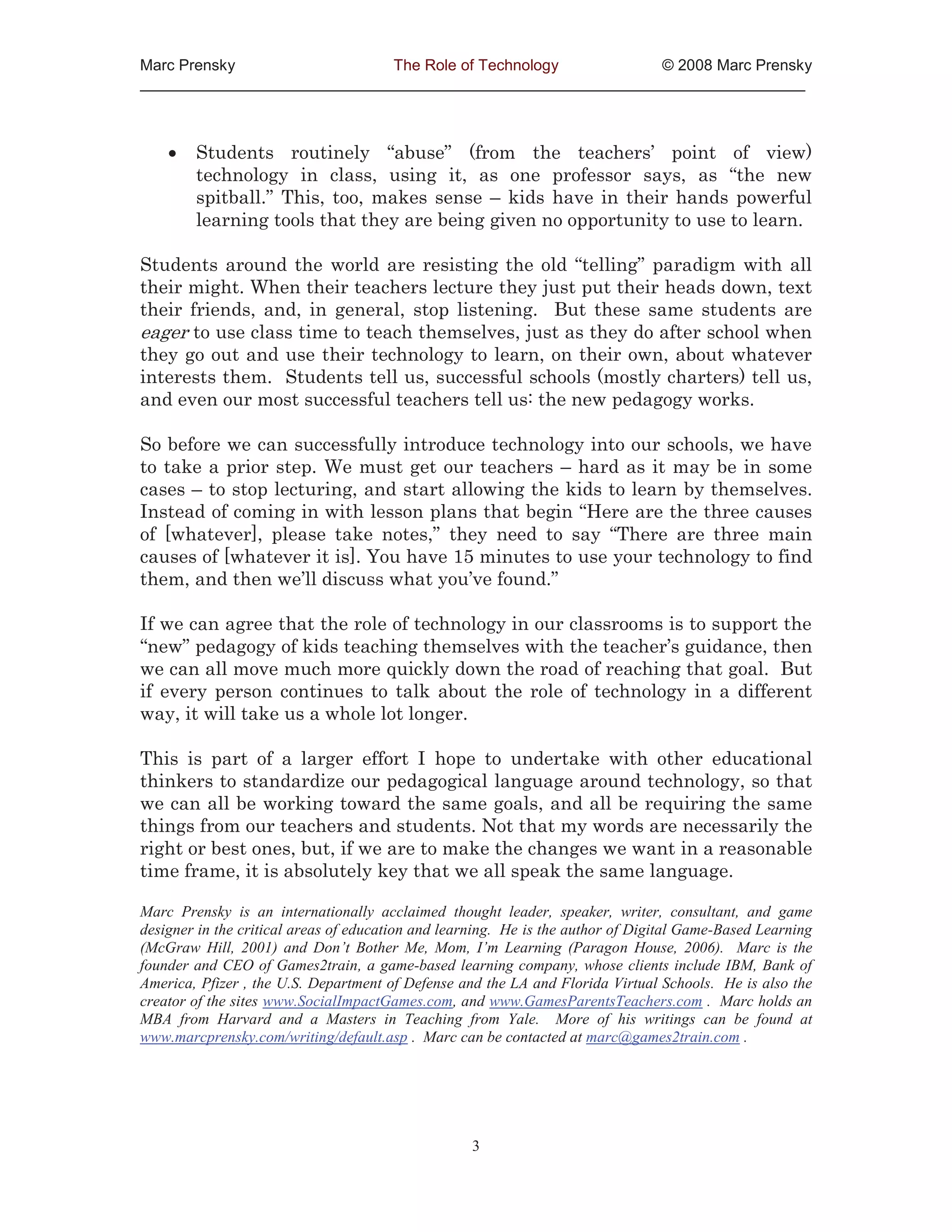 The Role of Technology | PDF