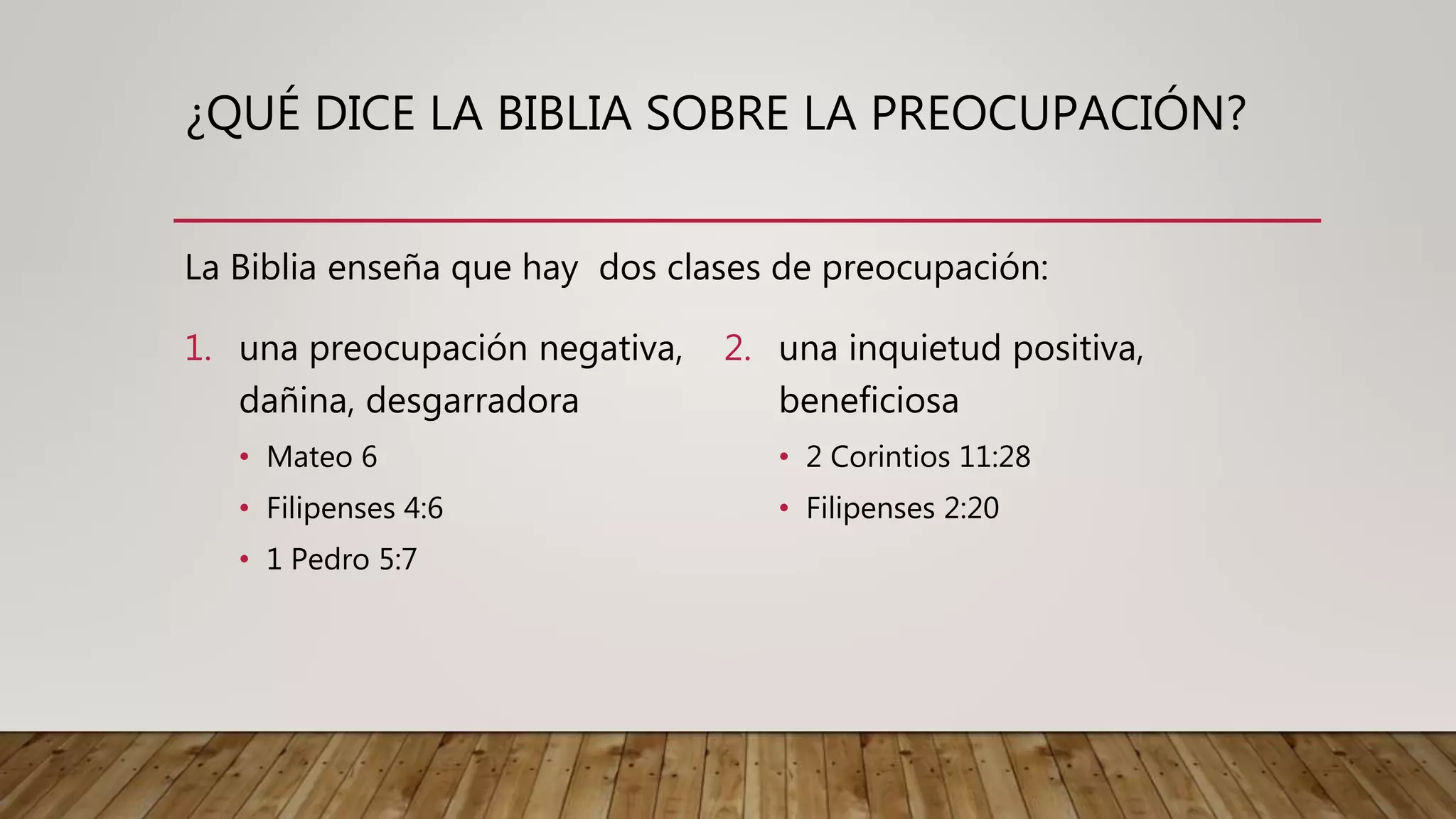 Preocupaciones Y La Biblia Ppt