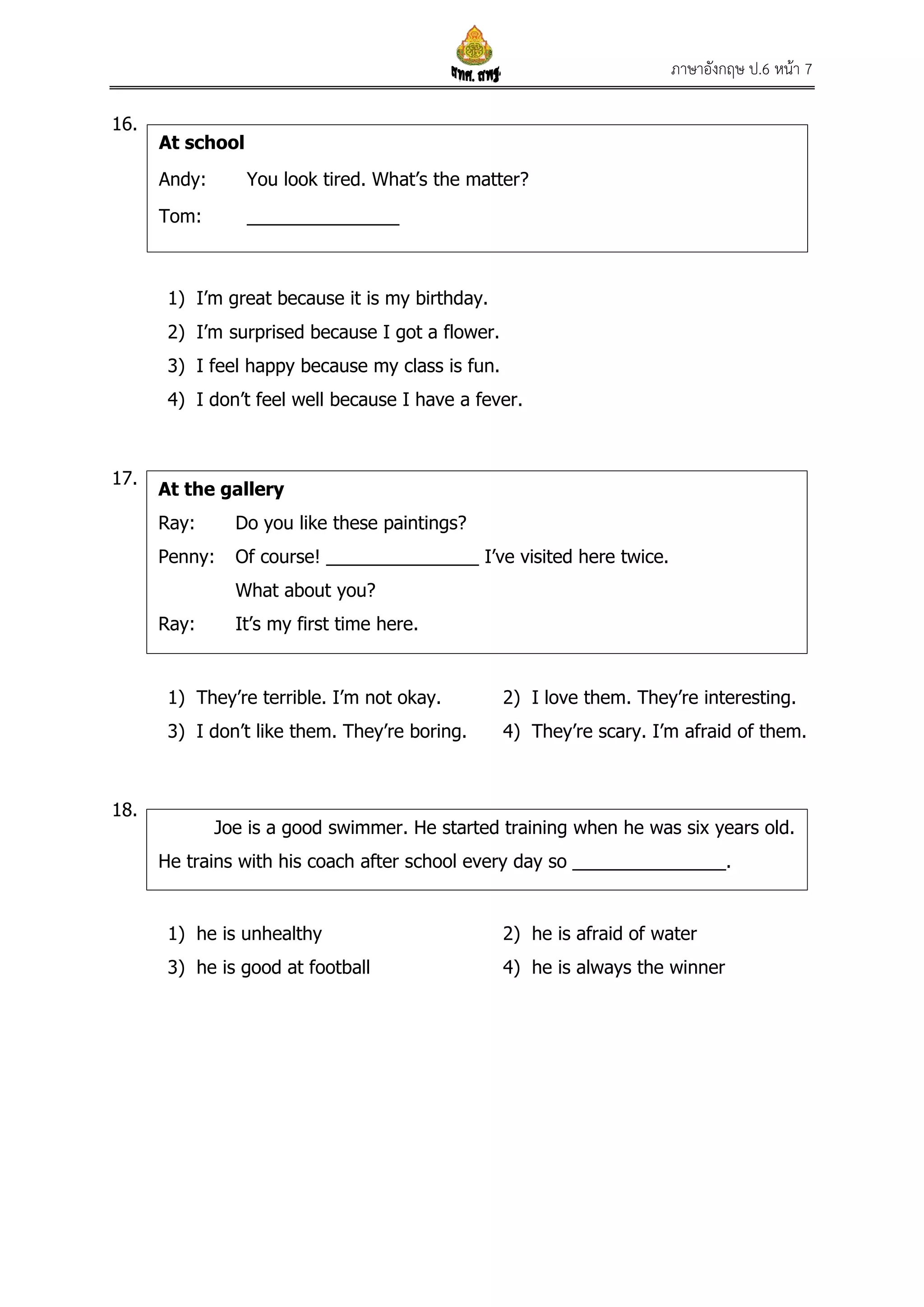 Pre onet60 ภาษาอังกฤษ ป.6 | PDF