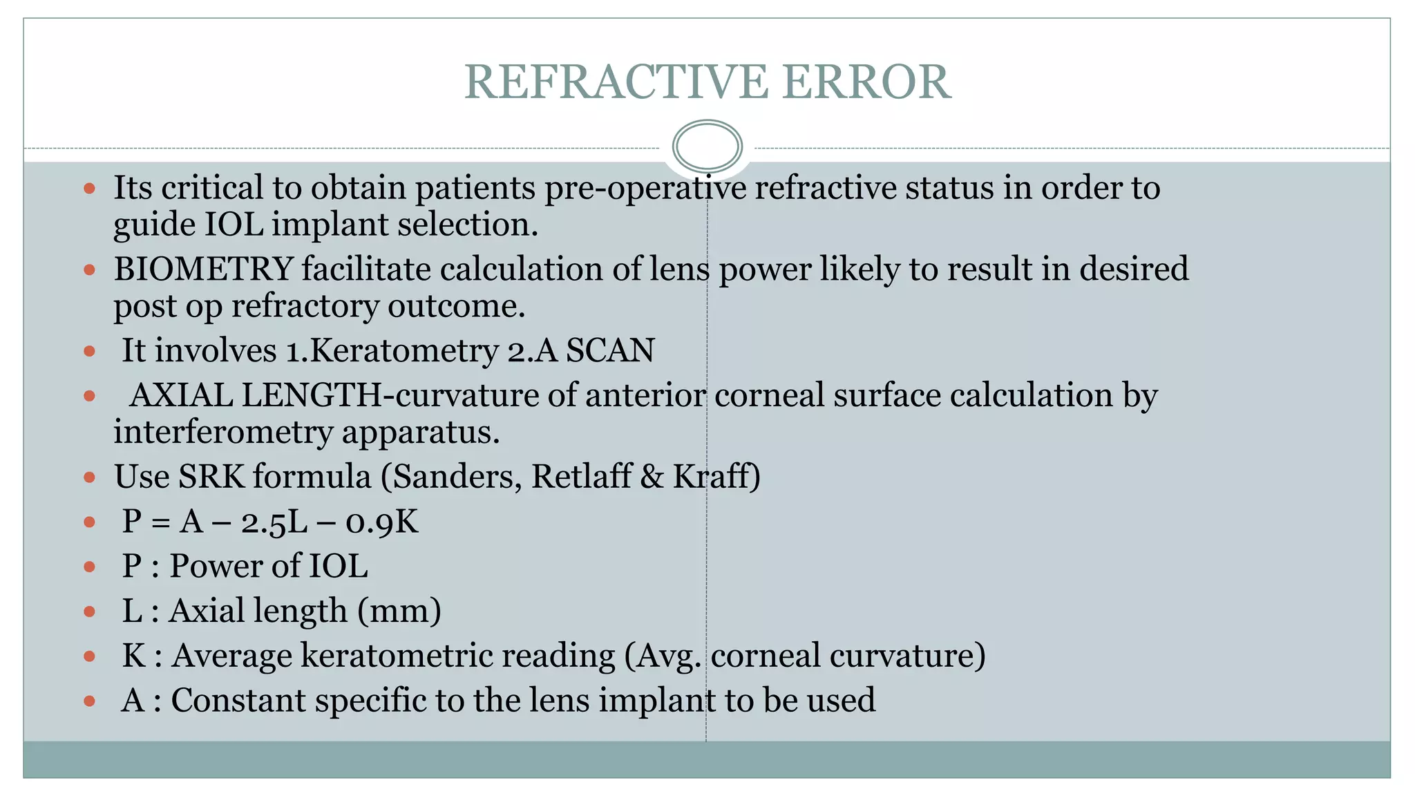 Pre-Op Assessment of Cataract | PPTX