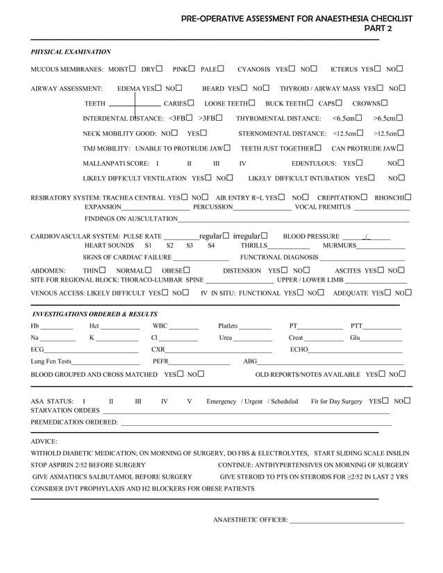 Preop checklist assessment_anaesthesia | PDF