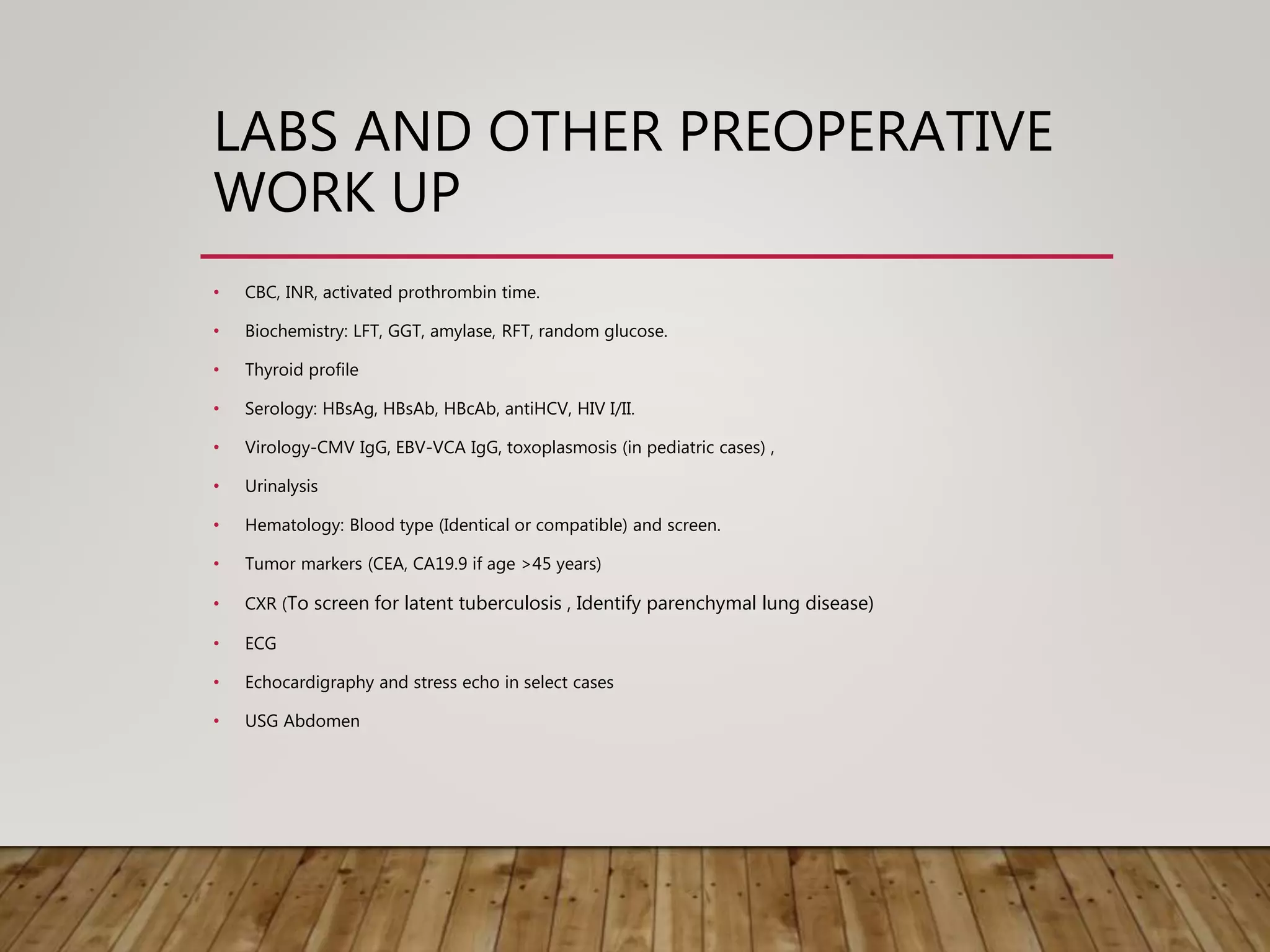 PREOPERATIVE DONOR WORKUP FOR LDLT | PPTX
