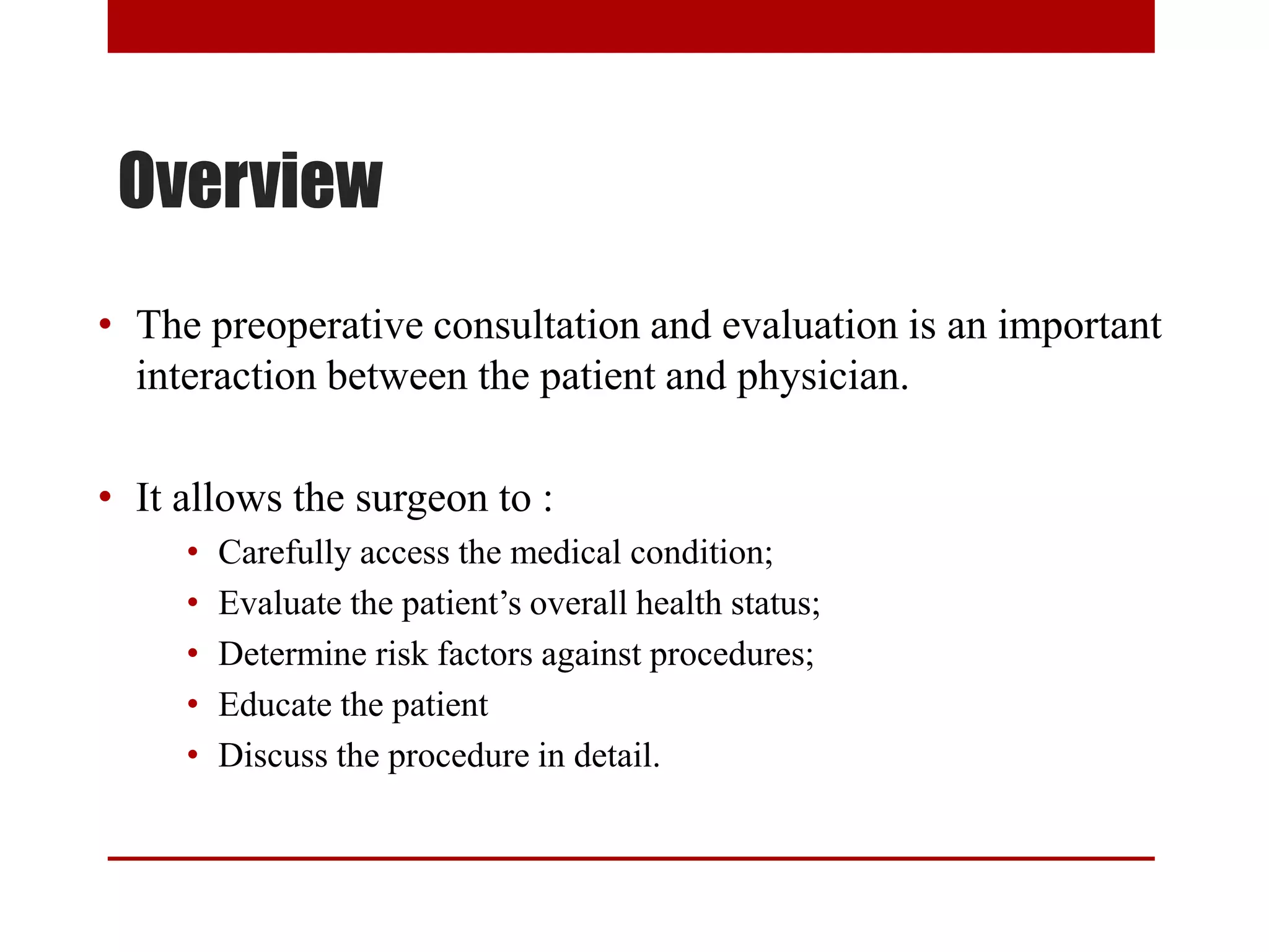 Preoperative preparation of patients for surgery | PPTX