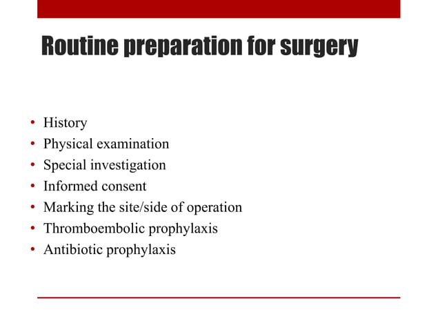 Preoperative preparation of patients for surgery | PPTX