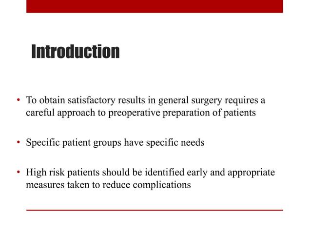 Preoperative preparation of patients for surgery | PPTX