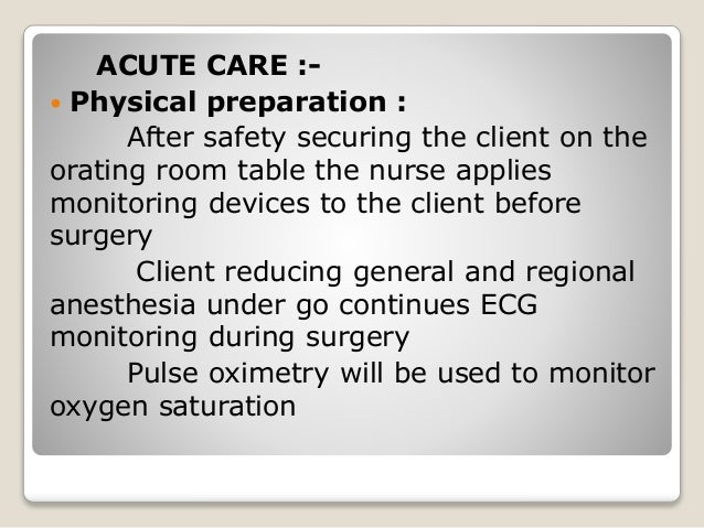 Pre Operative And Post Operative Care