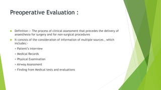 Preoperative assesment and premedication | PPTX