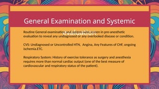 Pre operative Evaluation in anesthesiology | PPT