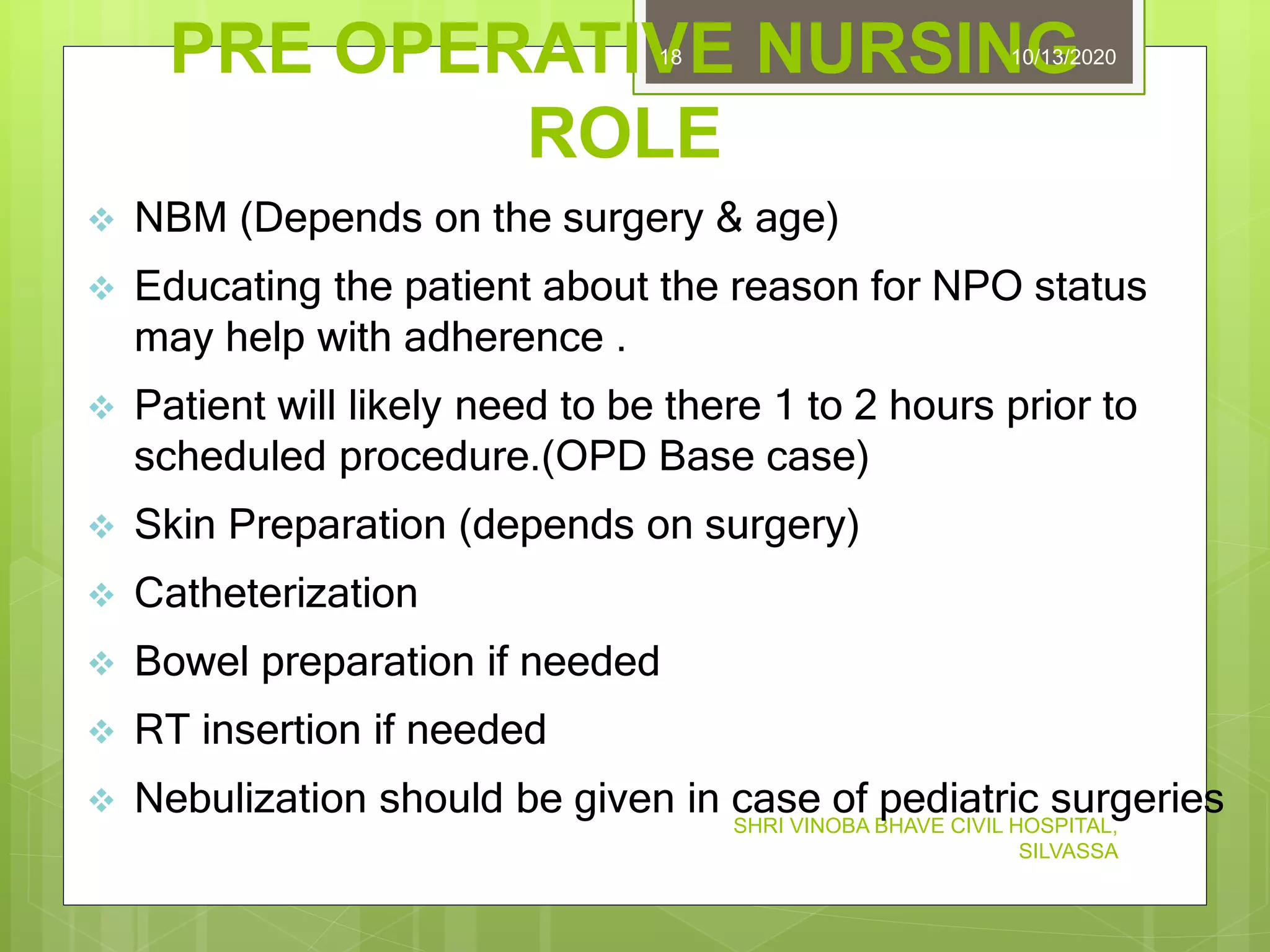Preoperative & Intraoperative nursing care | PPT