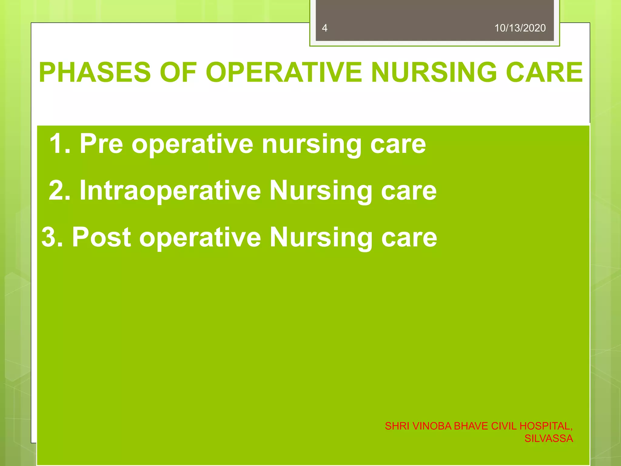 Preoperative & Intraoperative nursing care | PPT