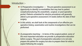 Preoperative investigation and preoperative teaching | PPTX