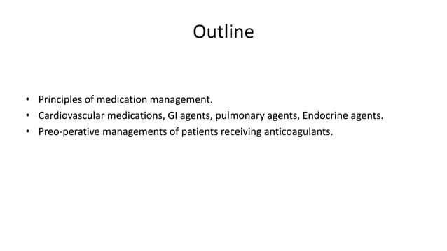 Preoperative medication management | PPTX