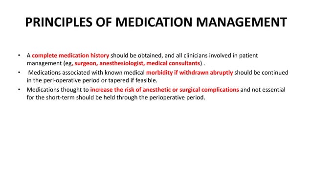 Preoperative medication management | PPTX