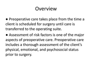 Preoperative nursing care | PPTX