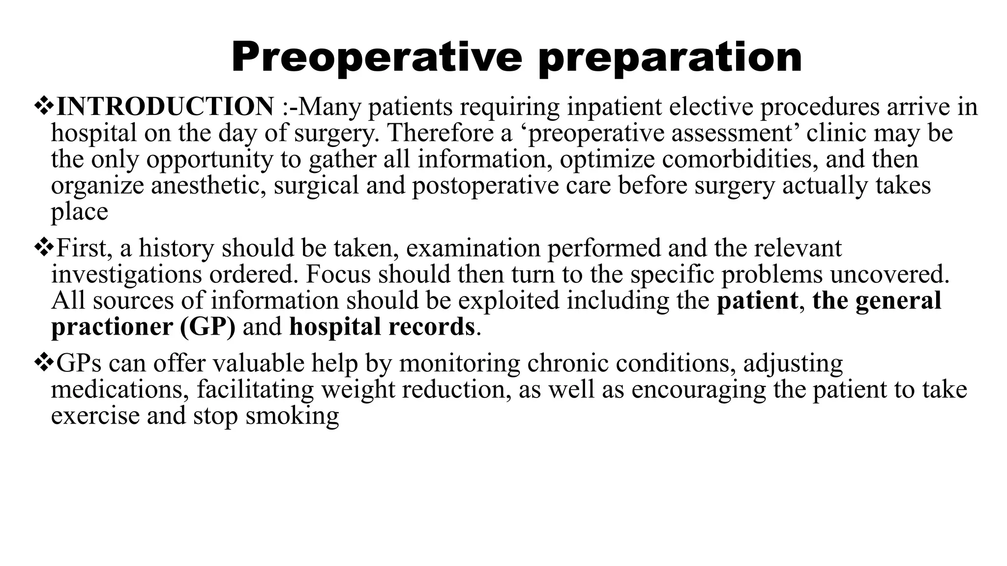 Preoperative preparation and postoperative care | PPTX