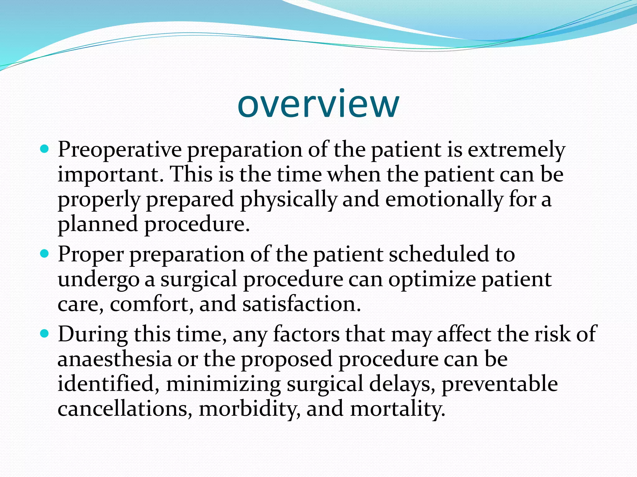 Preoperative preparation of the patient | PPTX | Endocrine and ...