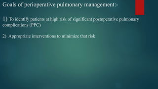 Preoperative pulmoanary evaluation other than lung resection surgeries ...
