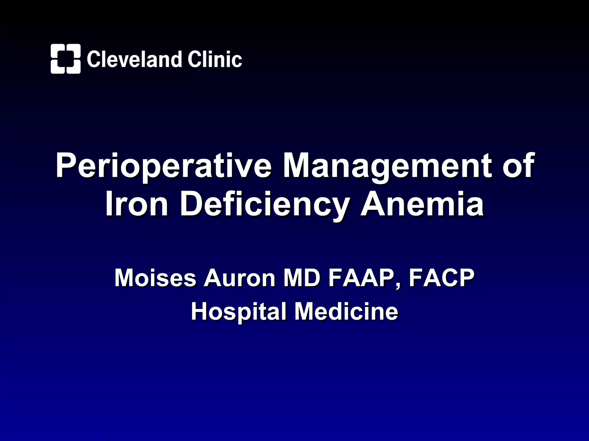 Preoperative use of parenteral iron | PPT