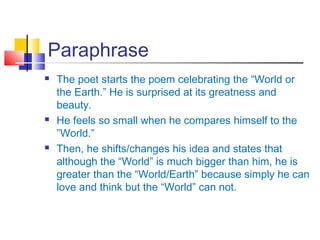 Prep 1 "Great Wonderful World" Poem | PPT