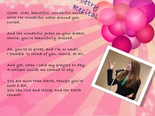 Prep 1 "Great Wonderful World" Poem | PPT