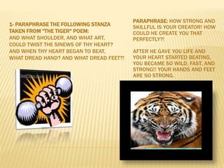 Prep 1 "Tiger" Poem | PPTX