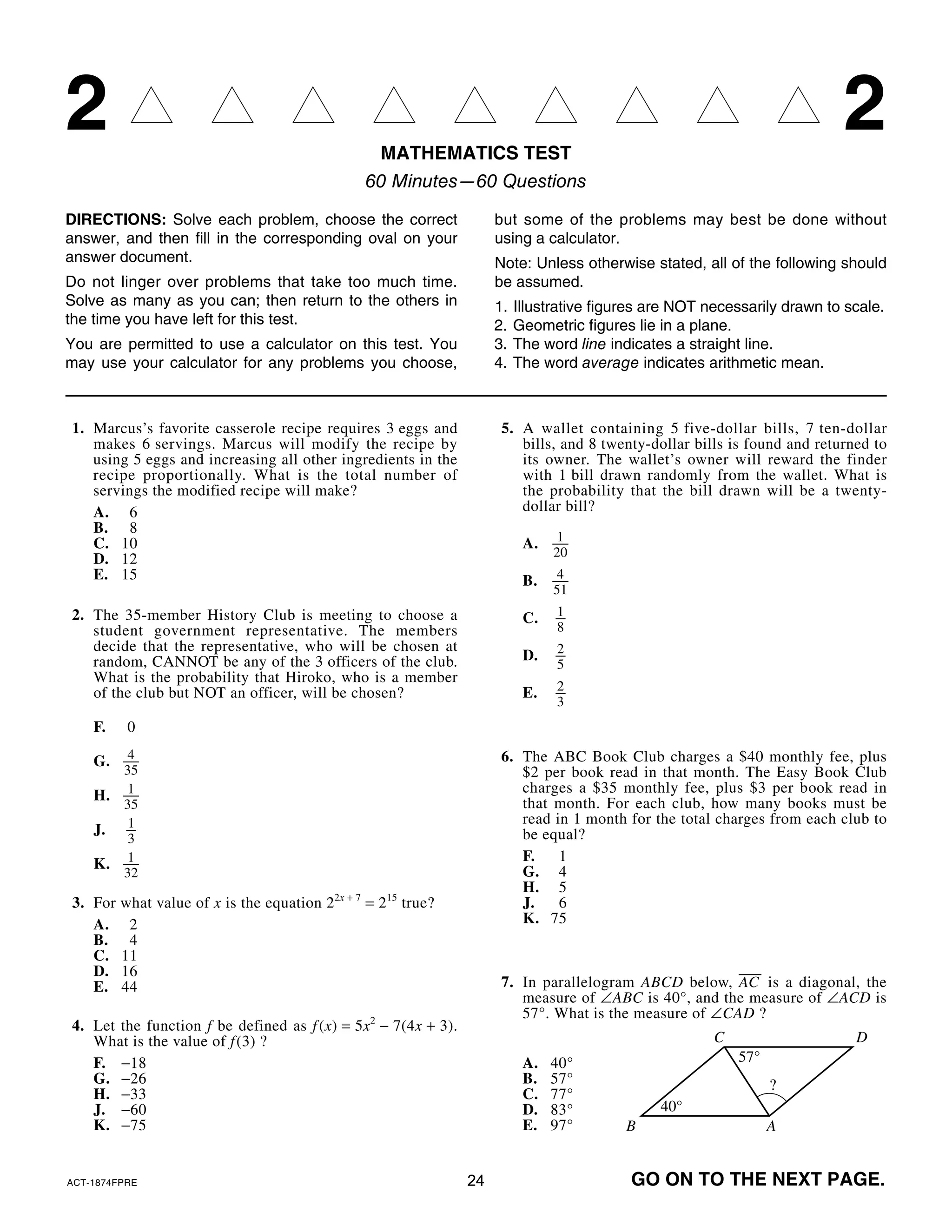 ACT Practice Test 2018 | 2019 | PDF