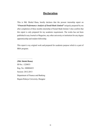 Dedication,Letter of submission,Executive summary-" Financial ...