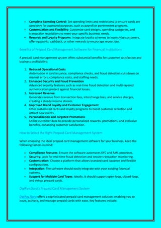 Prepaid Card Management System For Financial Institutions | PDF