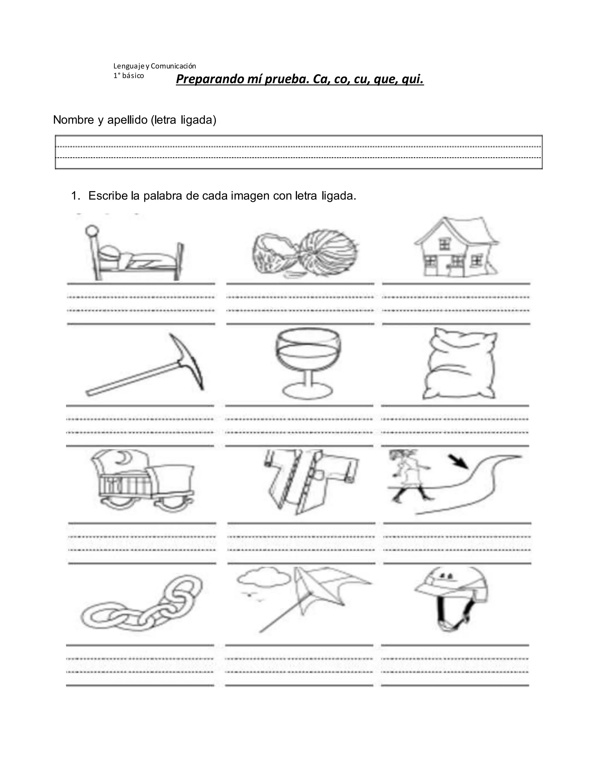 Ejercicios ca, co, cu que, qui | DOCX