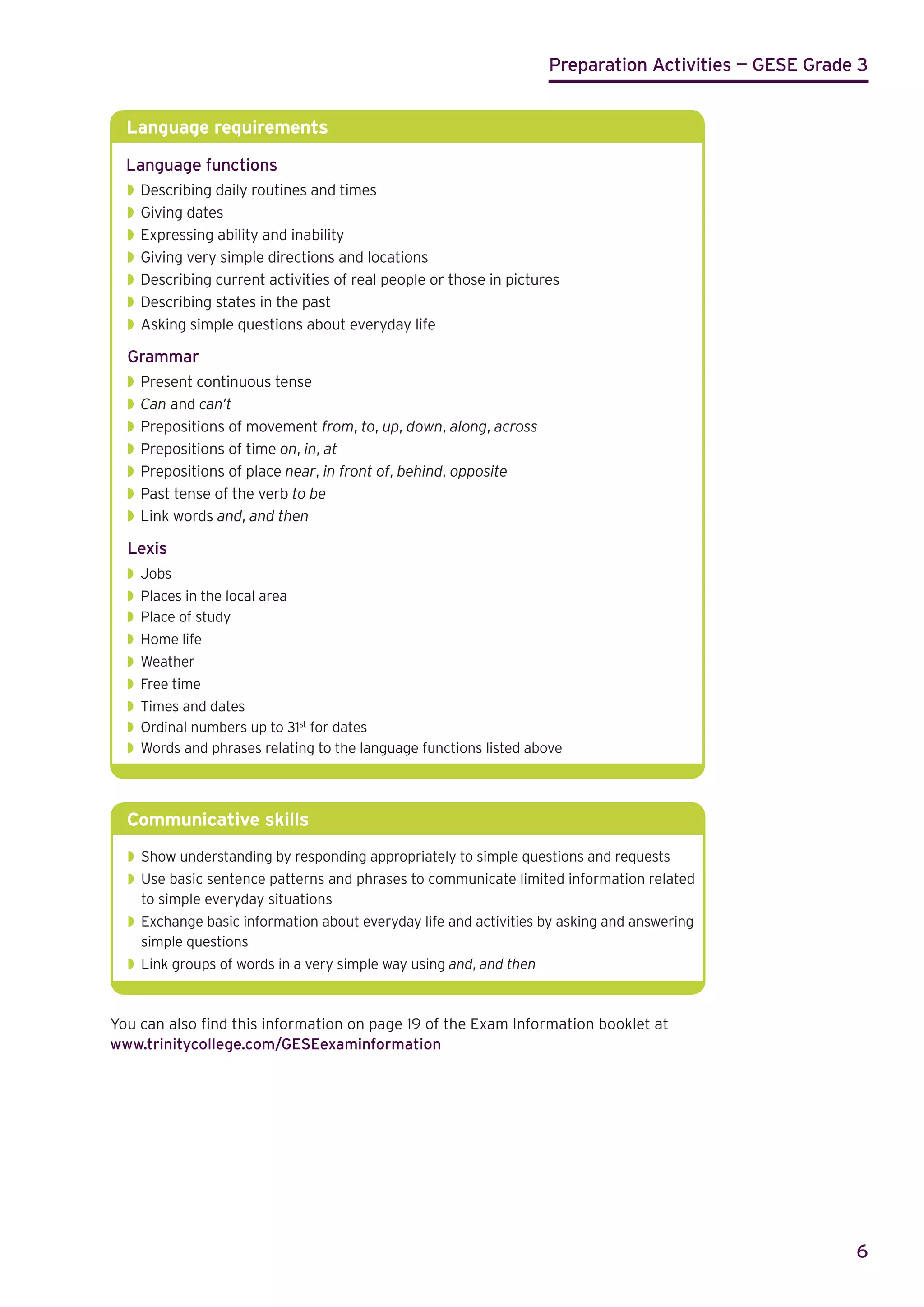 Preparation activities trinity gese grade 3 | PDF