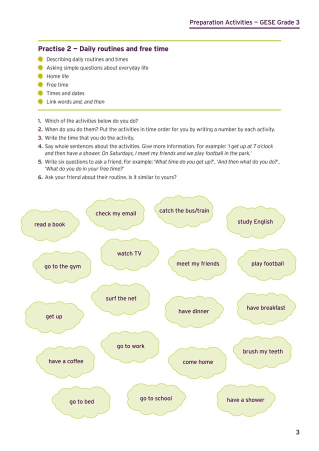 Preparation activities trinity gese grade 3 | PDF