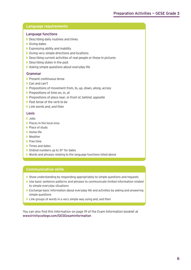 Preparation activities trinity gese grade 3 | PDF