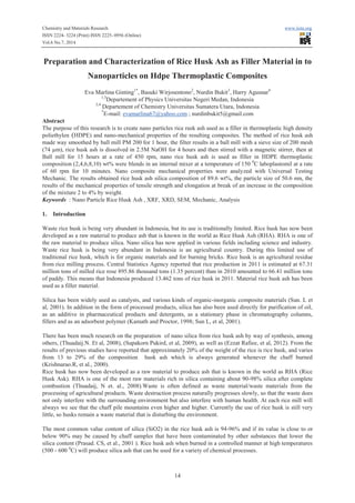 Preparation and characterization of rice husk ash as filler material in ...