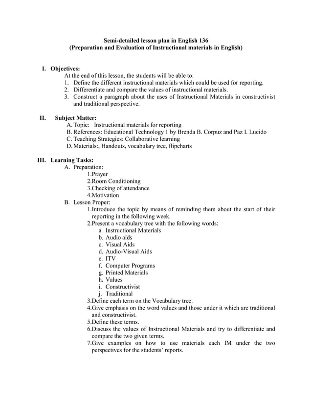 High School English 4- lesson plan | DOCX | Educational Assessment ...