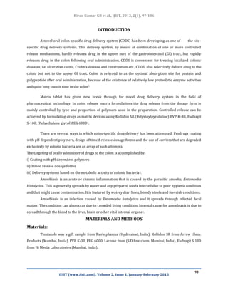 Preparation and evaluation of kollidon sr matrix tablets of tinidazole ...