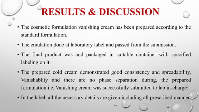 Preparation and Evaluation of Vanishing Cream | PDF | Skin Care | Beauty